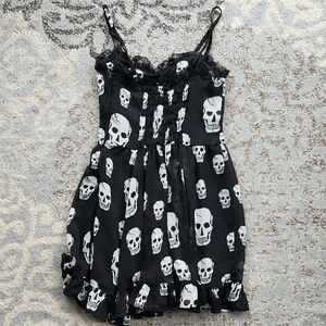 Royal Bones | Dresses | Vintage Royal Bones Y2k Goth Skull Dress Black ...